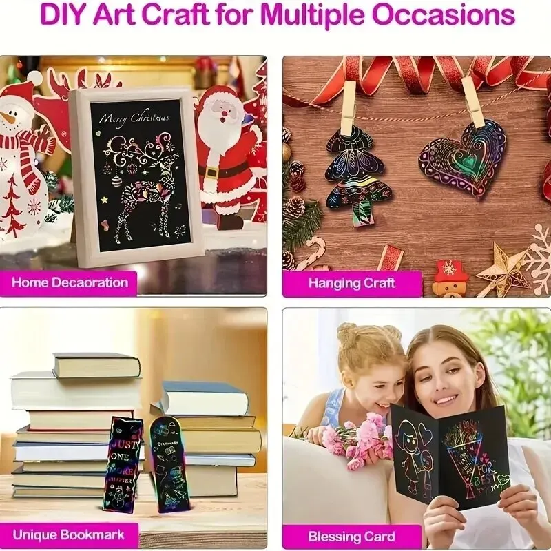 125 Magic Scratch-off Pad Cards Rainbow Scratch-off Mini Art Notes ...