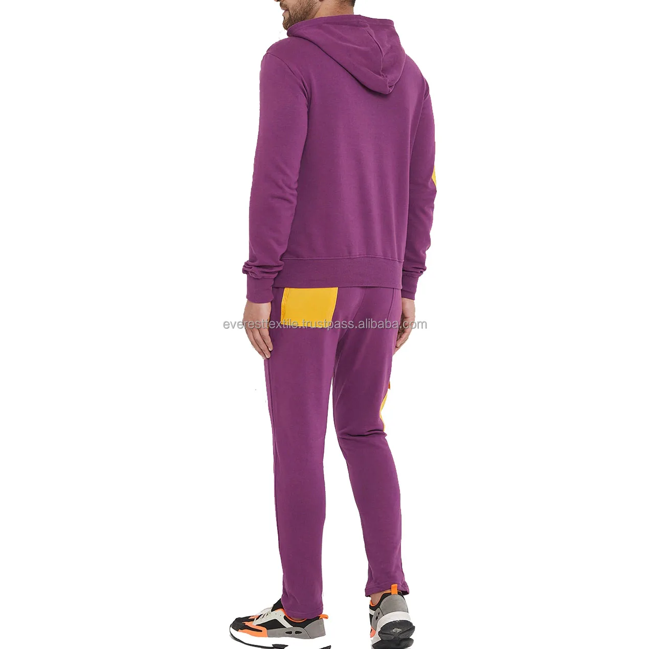 Custom Tracksuits for Men's Beautiful Color Block Purple and Yellow ...