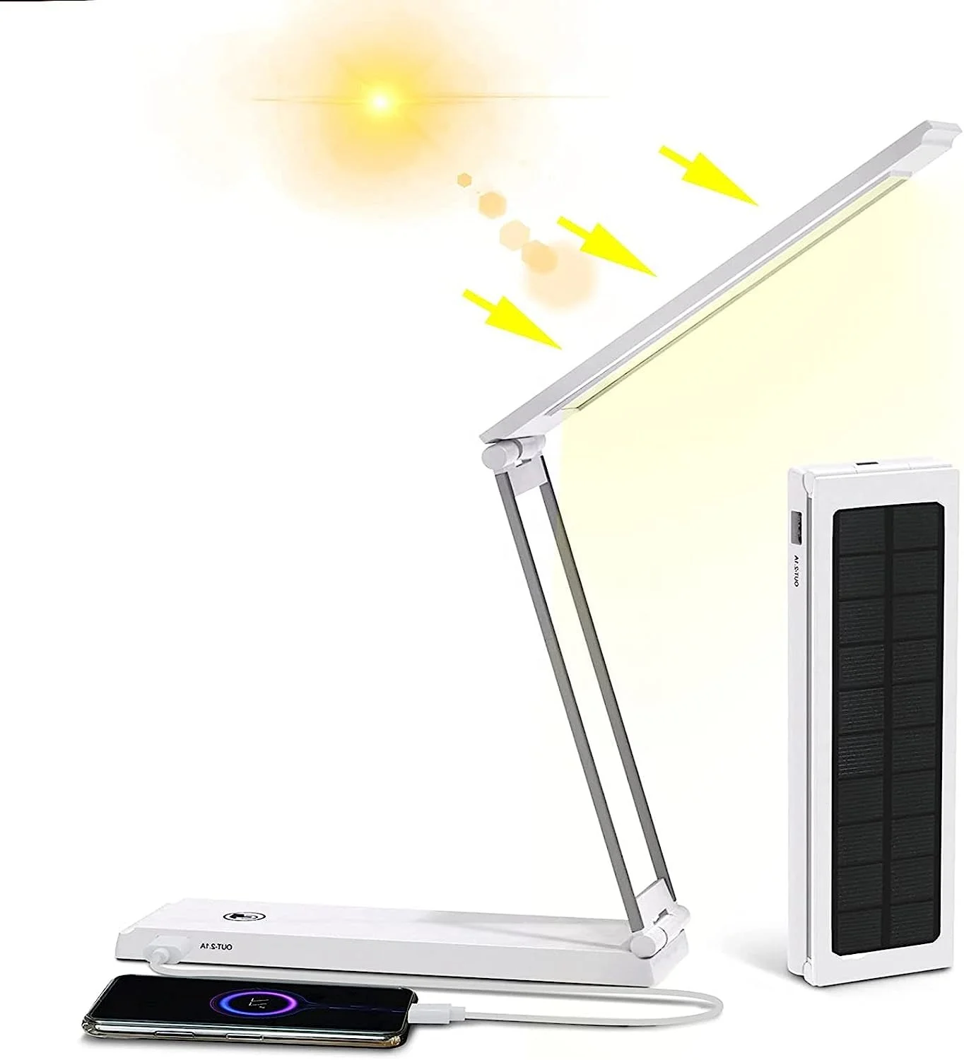 Foldable Solar And Usb Rechargeable Table Lamp With Power Bank 10000mah ...