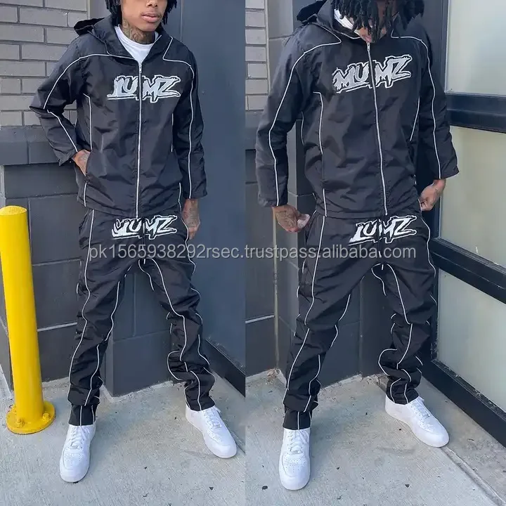 Wholesale Custom Windbreaker Sweatsuit Men 3m Reflective Streetwear ...