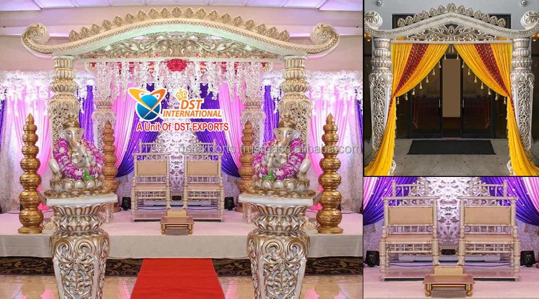 Sri Lankan Indian Wedding Mandap Decoration Peacock Design Double Pole ...