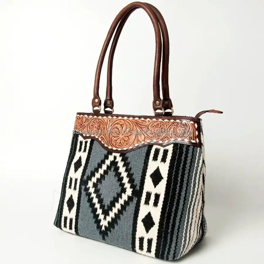 Saddle Blanket High Quality Leather Floral Hand Tooled Shoulder Bag ...
