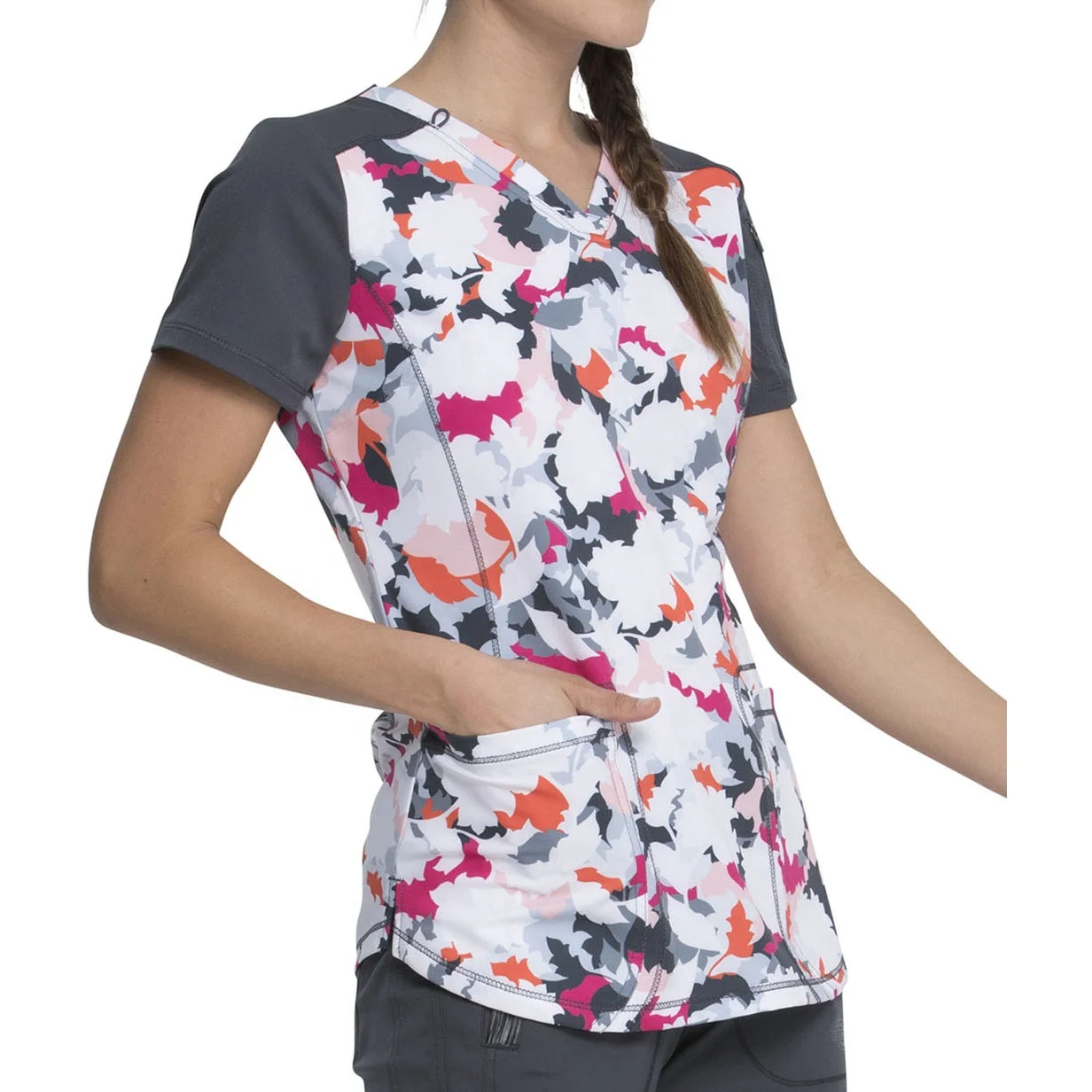Hospital Uniforms Medical Scrubs Short Sleeve Printed Top Easy Move ...