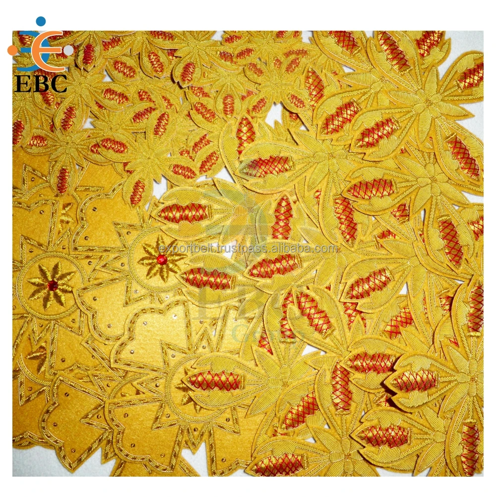 Oem Golden Crown Bullion Embroidery Badge Custom Handmade King Crown ...
