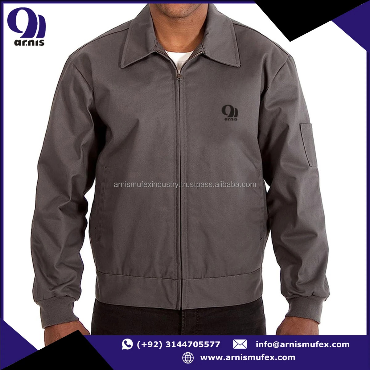 Wholesale 100% Cotton Men Mechanic Jackets - Flame Resistant