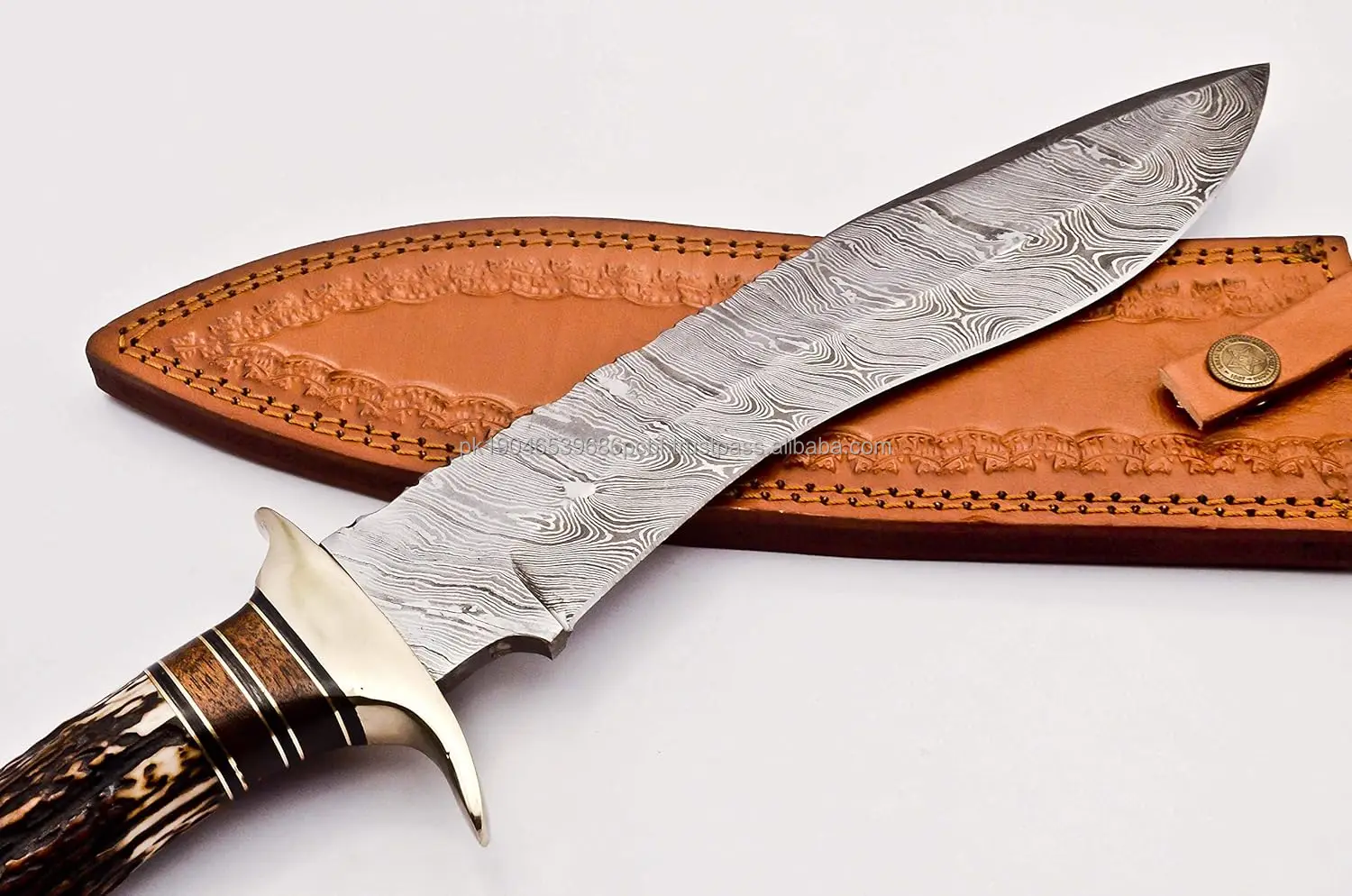 Custom Forge Damascus Steel Fixed Blade Outdoor Hunting Camping Knife ...