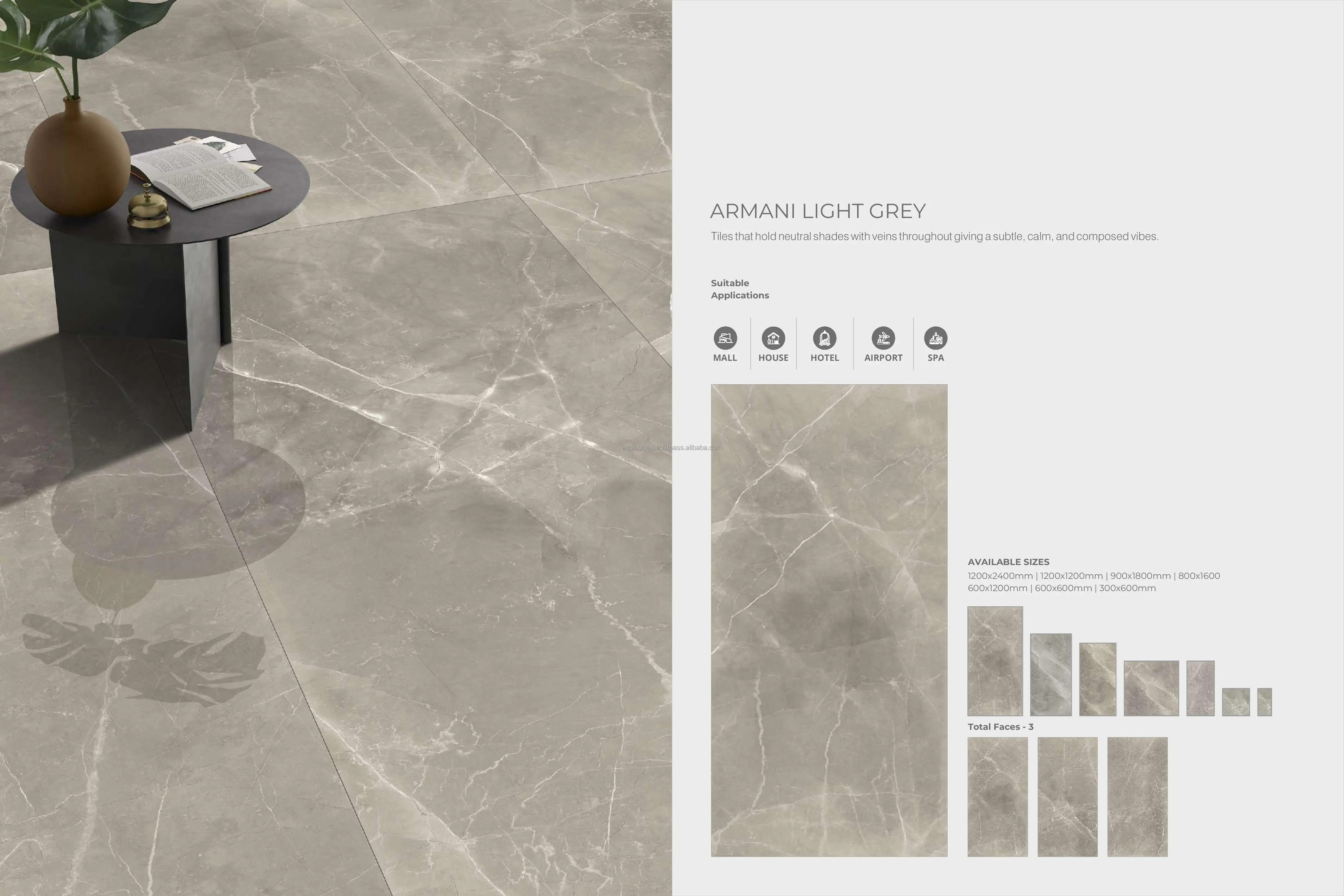 48x96 Large Size Tiles for Floor - Porcelain with Marble Texture
