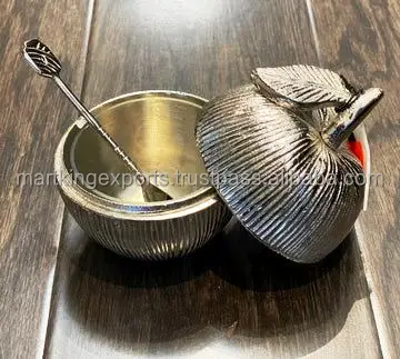 Gold Metal Apple Shape Honey Dish Bowl With Apple Removable Honey Pot ...