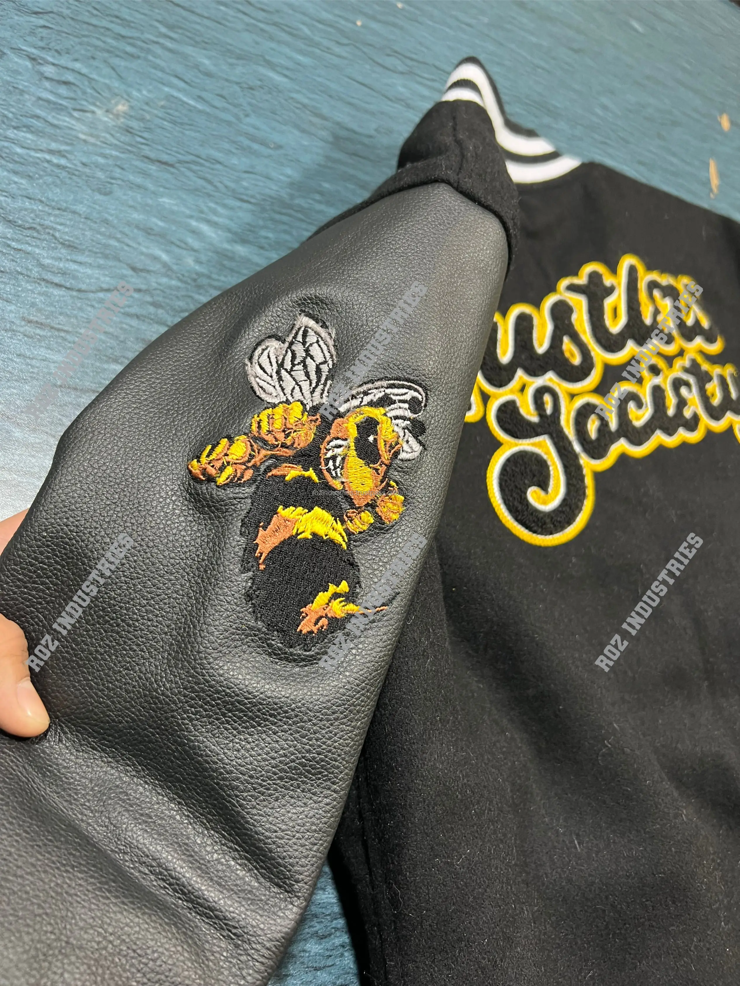 Men Nylon High Quality Blank Custom Wholesale Satin Varsity Letterman ...