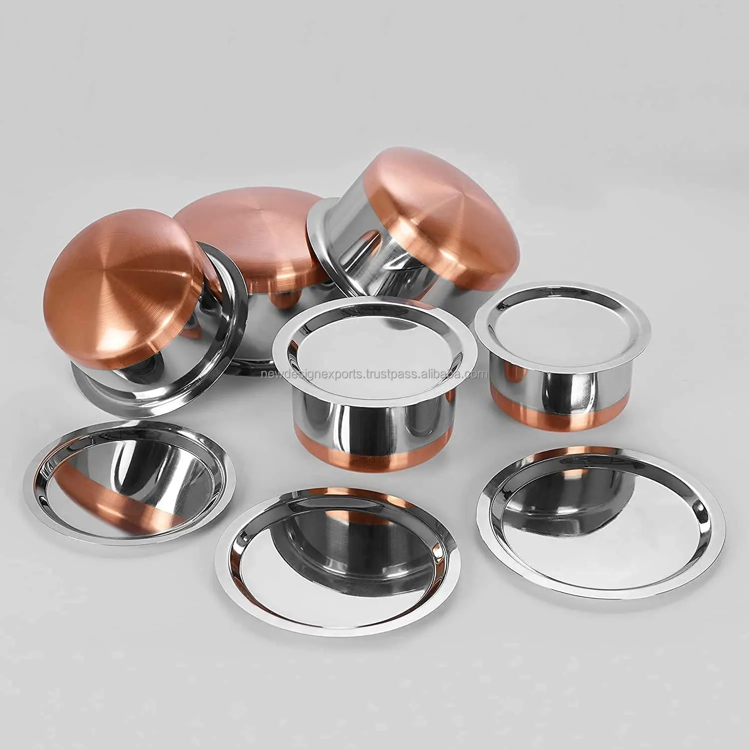 Stainless Steel Cookware Set with Copper Bottom & Lid