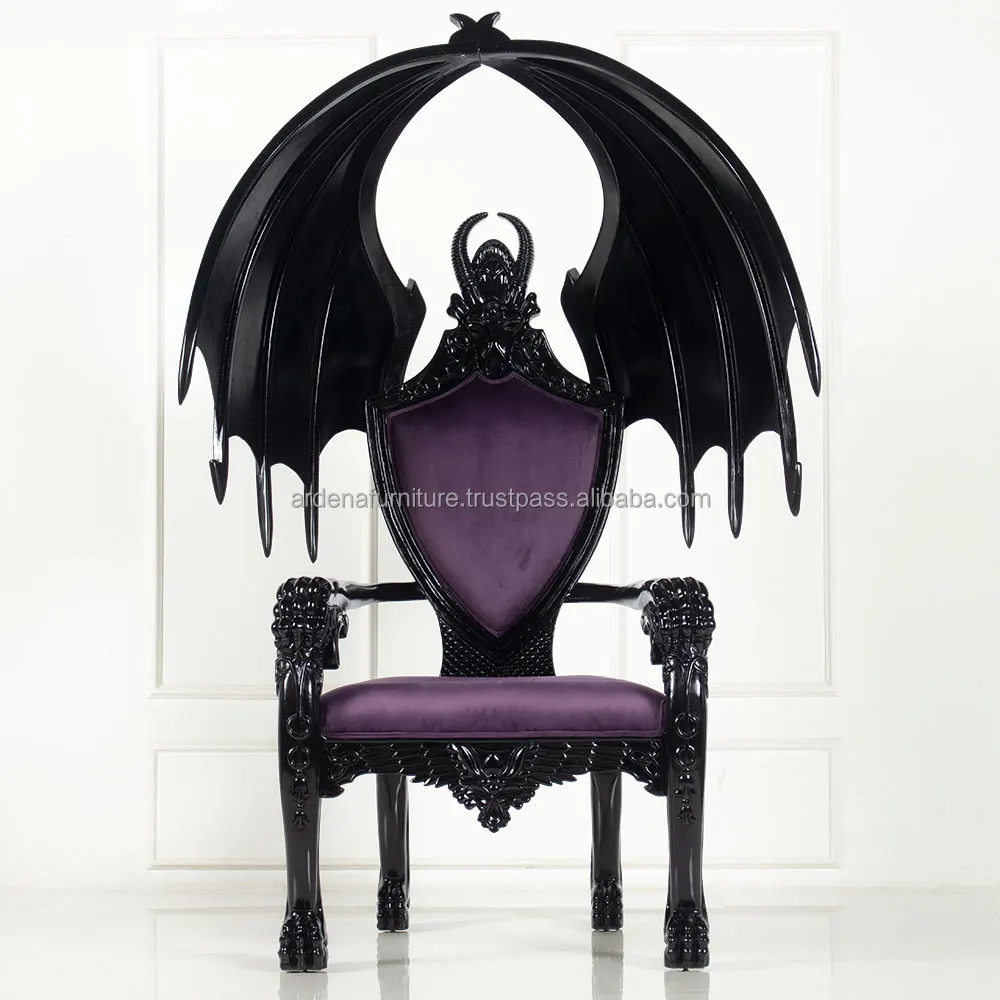 Black Throne Chair - Antique Royal Gothic Wedding Furniture