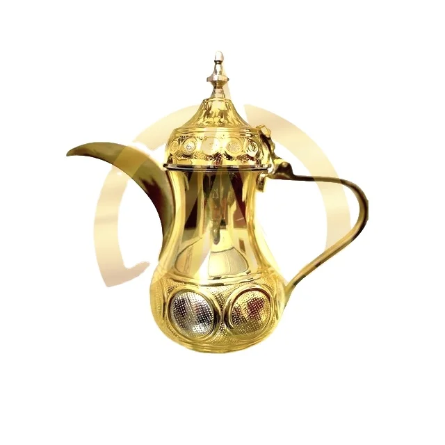Tea Pot And Drink Serving Dallah With Handle And Gold Color Finishing ...