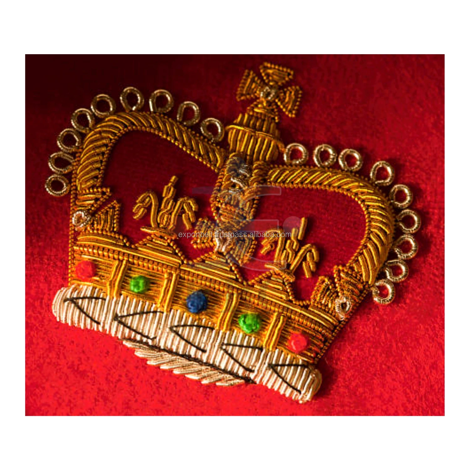 Coronation Crown Patch Badge Wire Bullion Thread Hand Embroidered Made ...