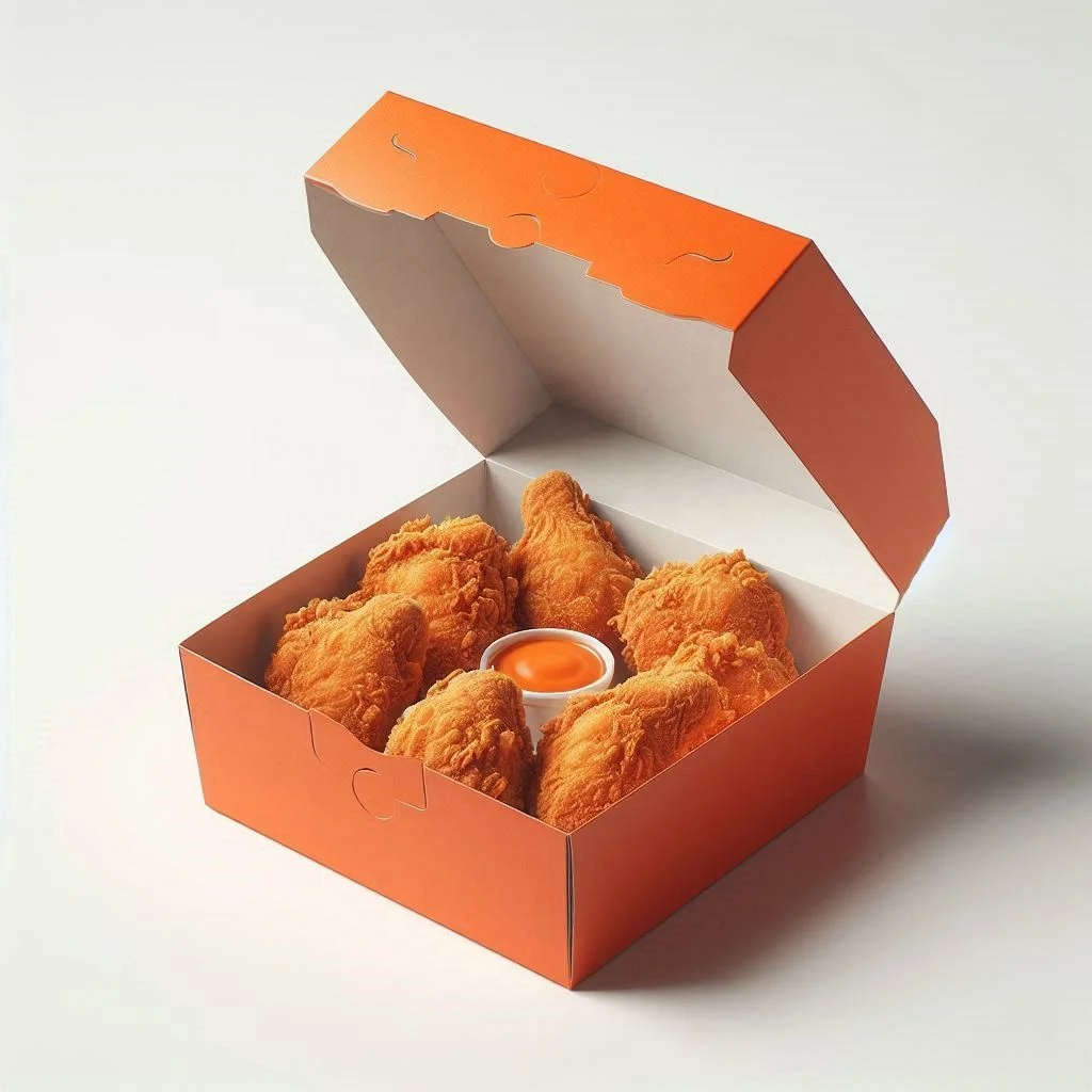 Custom Printed Kraft Paper Fried Chicken Box Takeaway Food Packaging ...