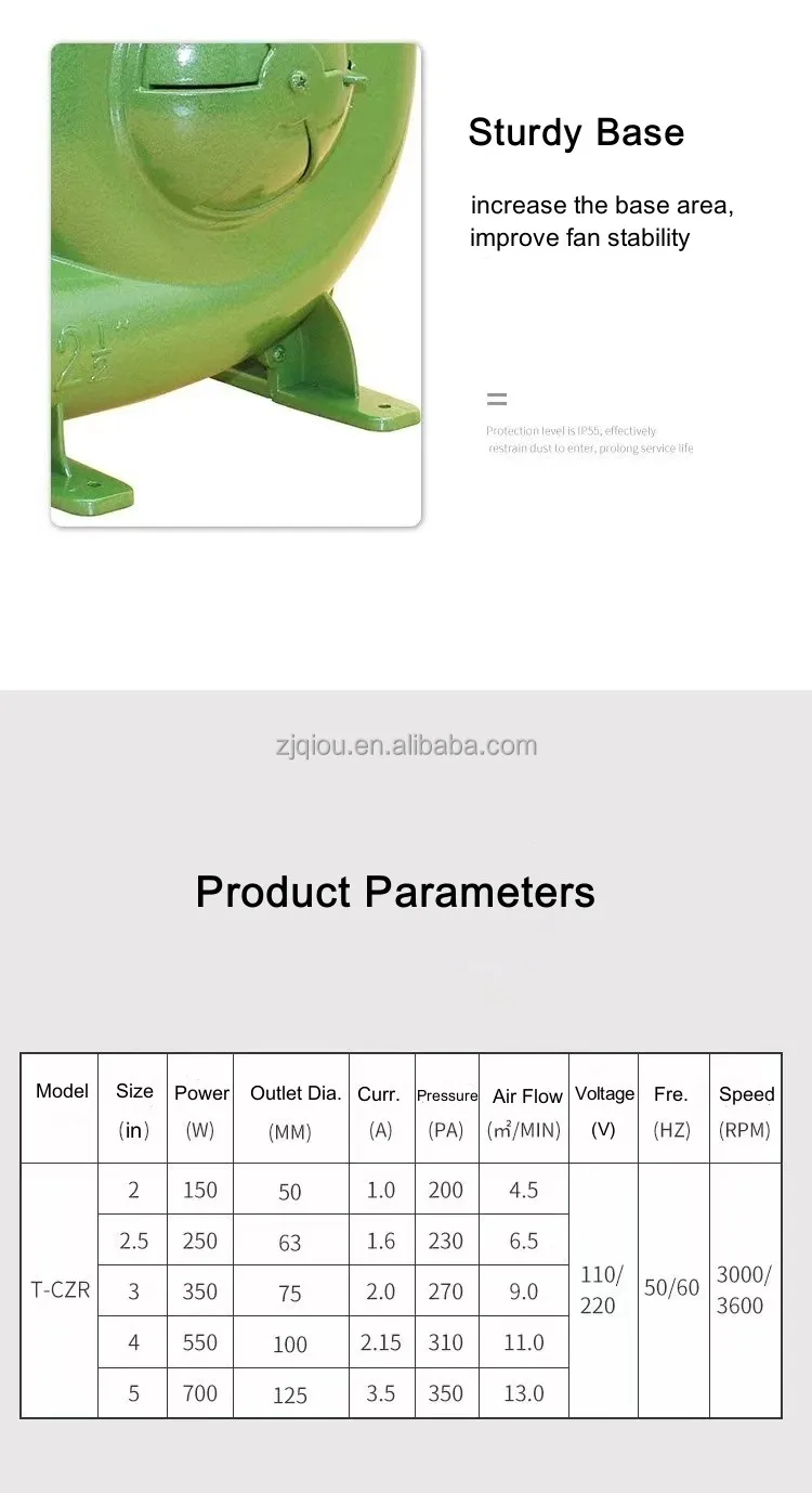 T-CZR AC Small Centrifugal High Pressure Electric Blower 2'' Aluminum ...