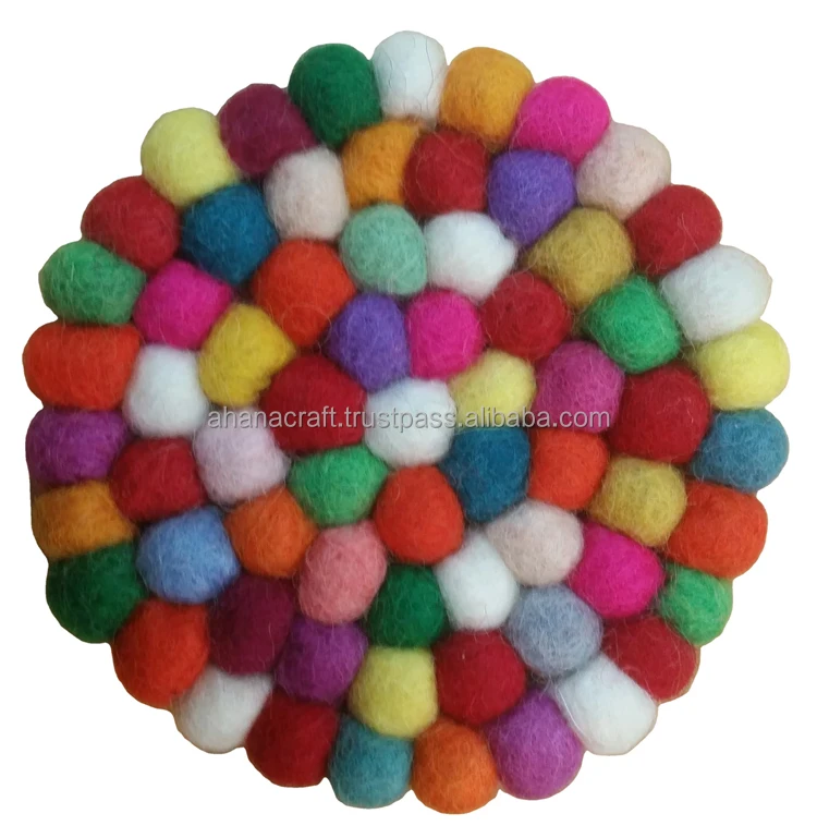 100% Wool Felt Ball Rug Eco-Friendly Handmade Wool Carpets for Floor ...