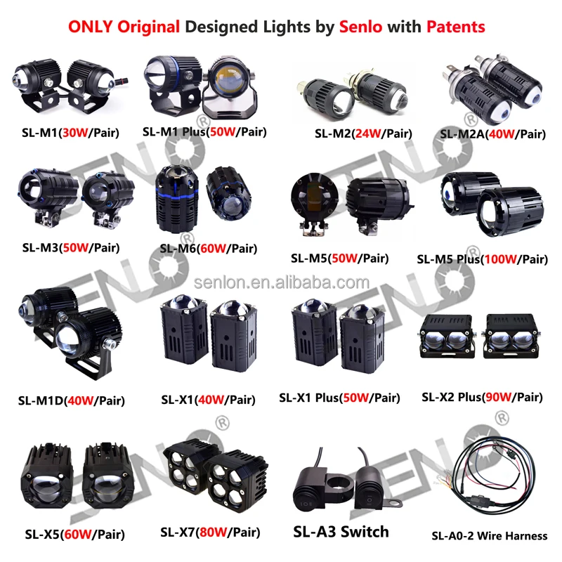 Senlo M5 Plus LED Fog Driving Motorcycle Headlight - 100W