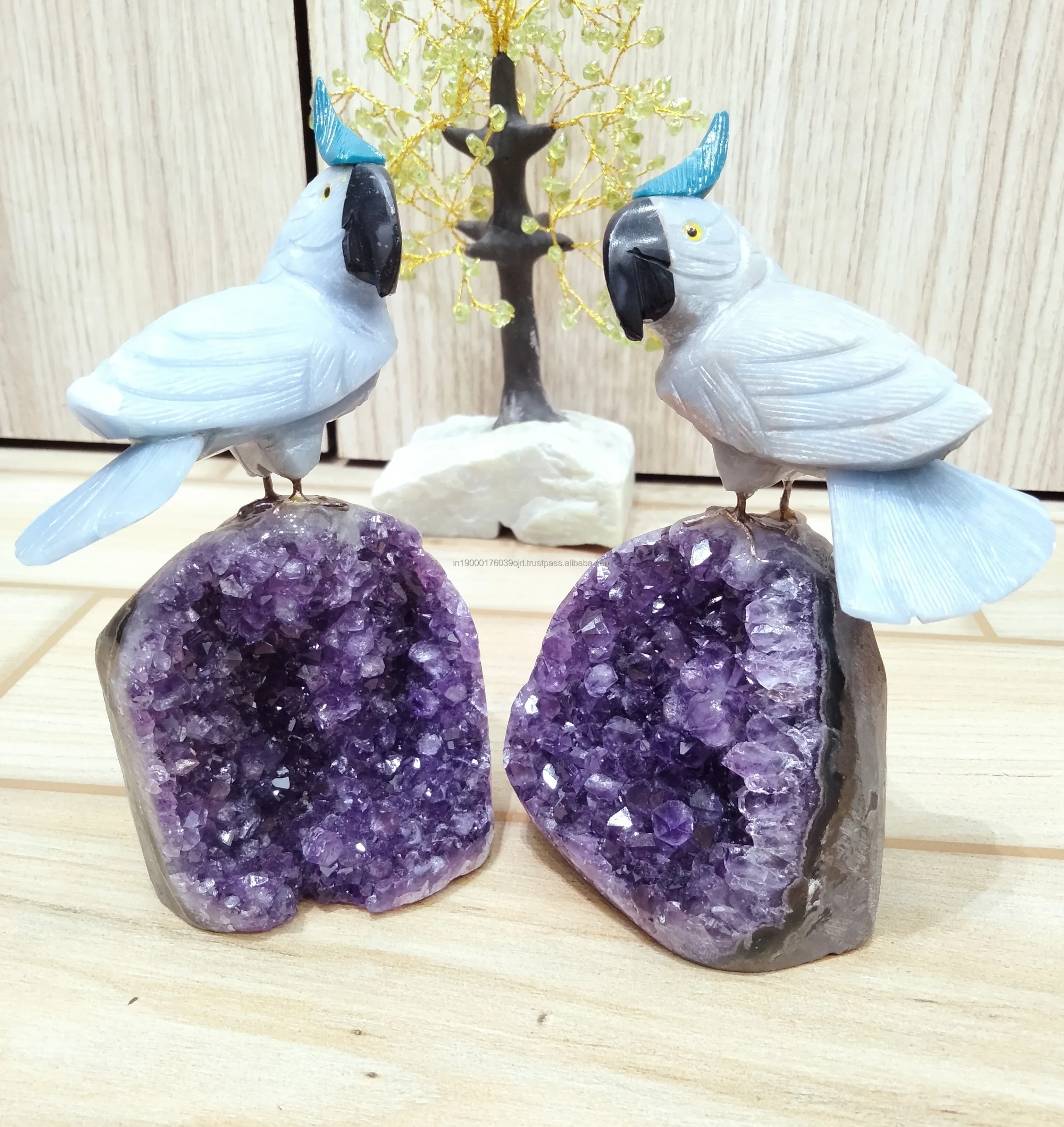 Healing Crystals Agate Angelite Exquisite Carved Cockatiel Bird Mascot ...