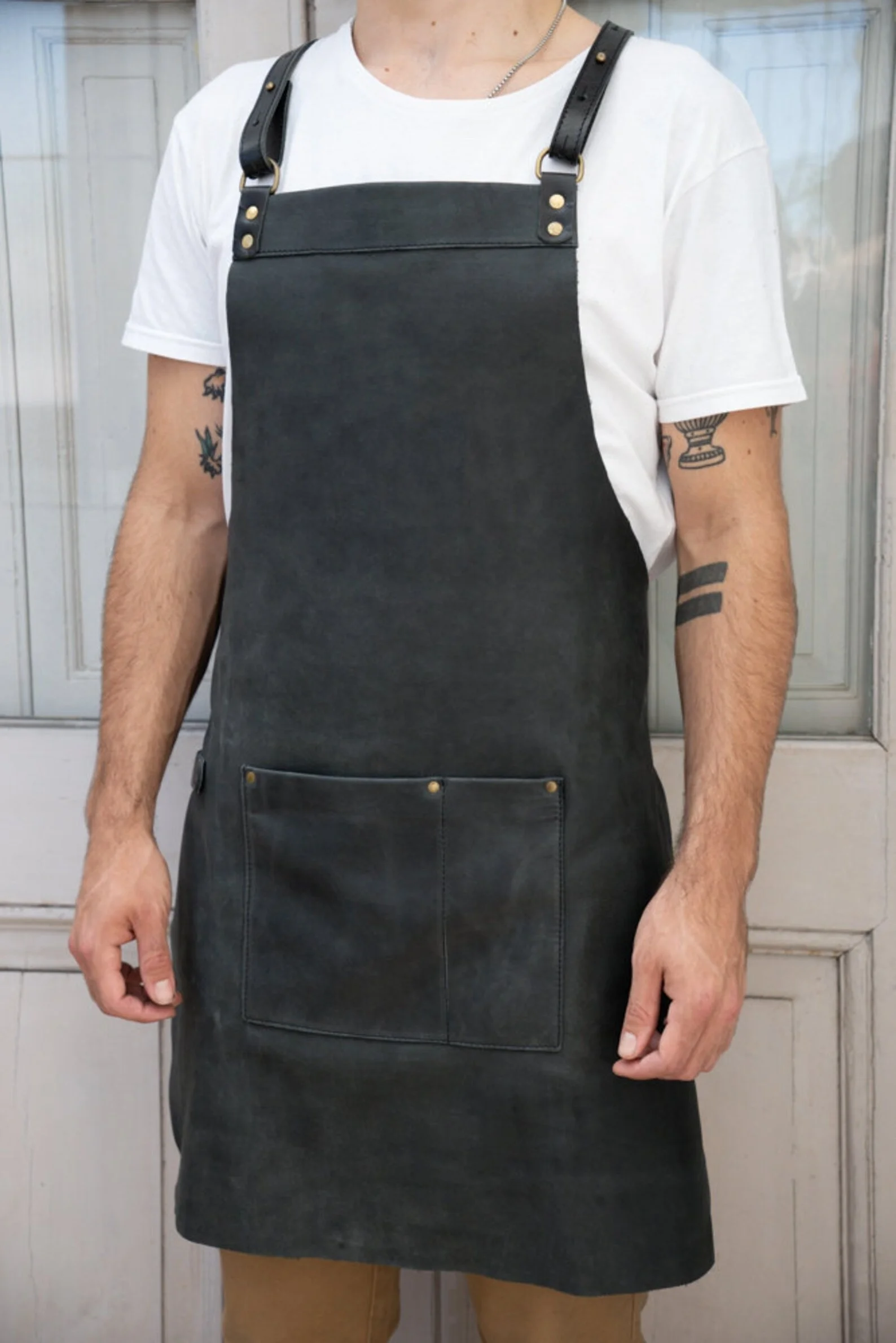 Full Grain Leather Apron Butcher Cook Bbq Cooking Barber Woodwork High ...