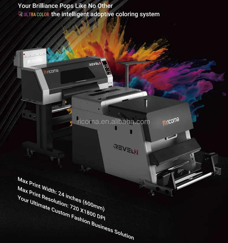 RiCOMA Factory Dtf Printer 60cm 2 Heads Dtg Printer T-shirt Printing ...