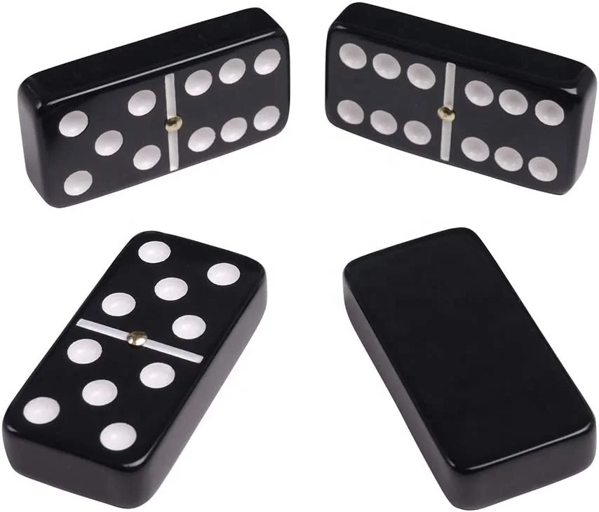 Luxury Resin Double 6 Large Black Domino Set Dominoes Board Game Multi ...