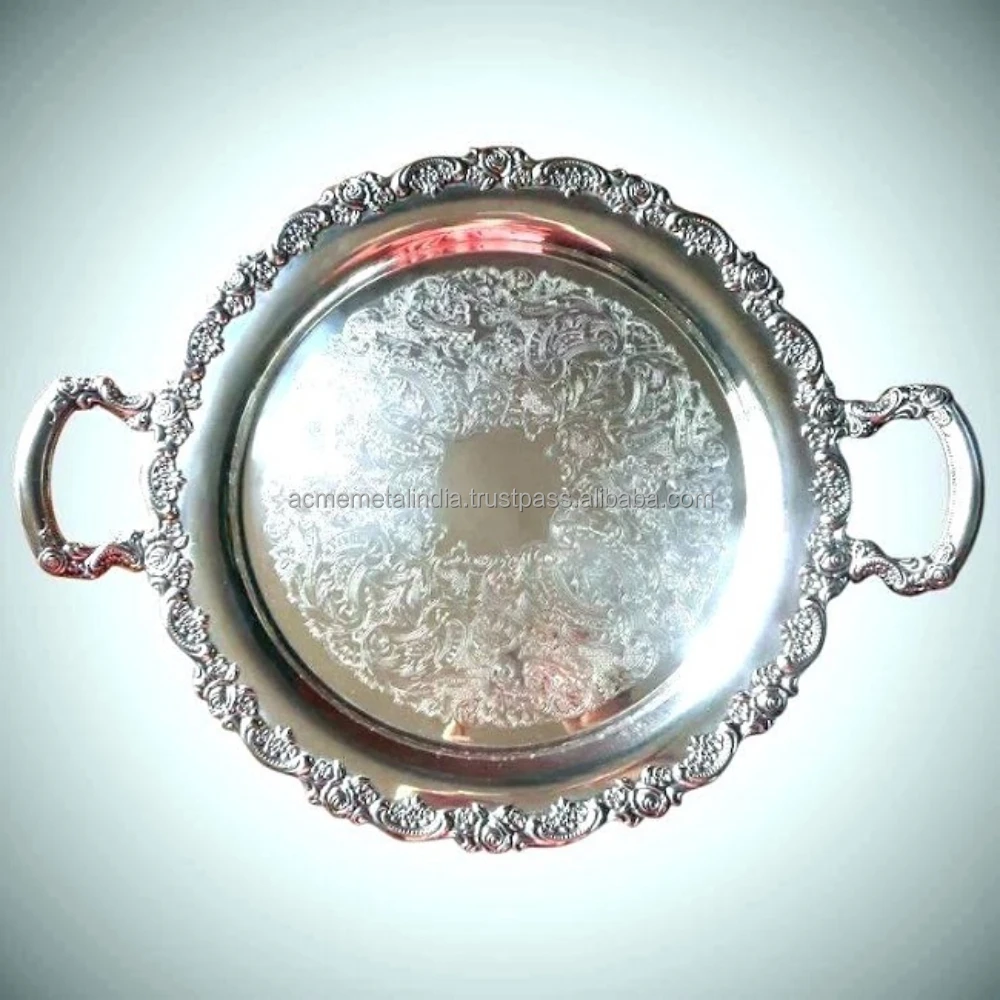 Shining Color Home Tabletop Silver Colour Decorative Dried Food Serving ...