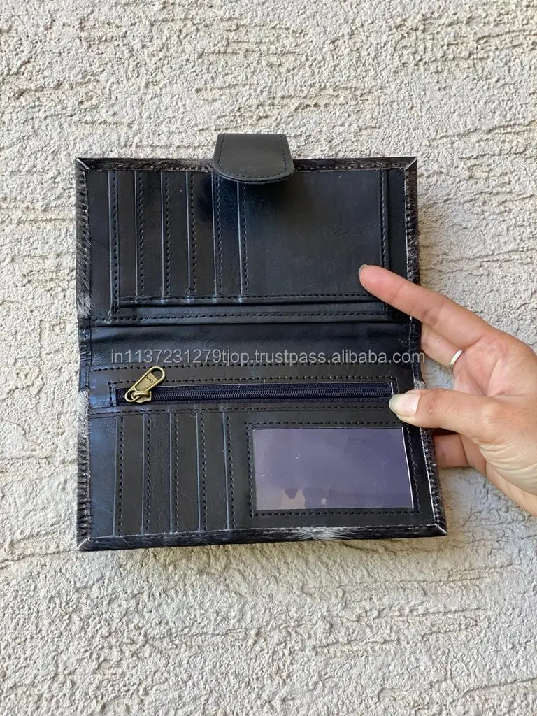 New Real Handmade Hair On Hide Wallets For Women Slim Wallet Bifold ...