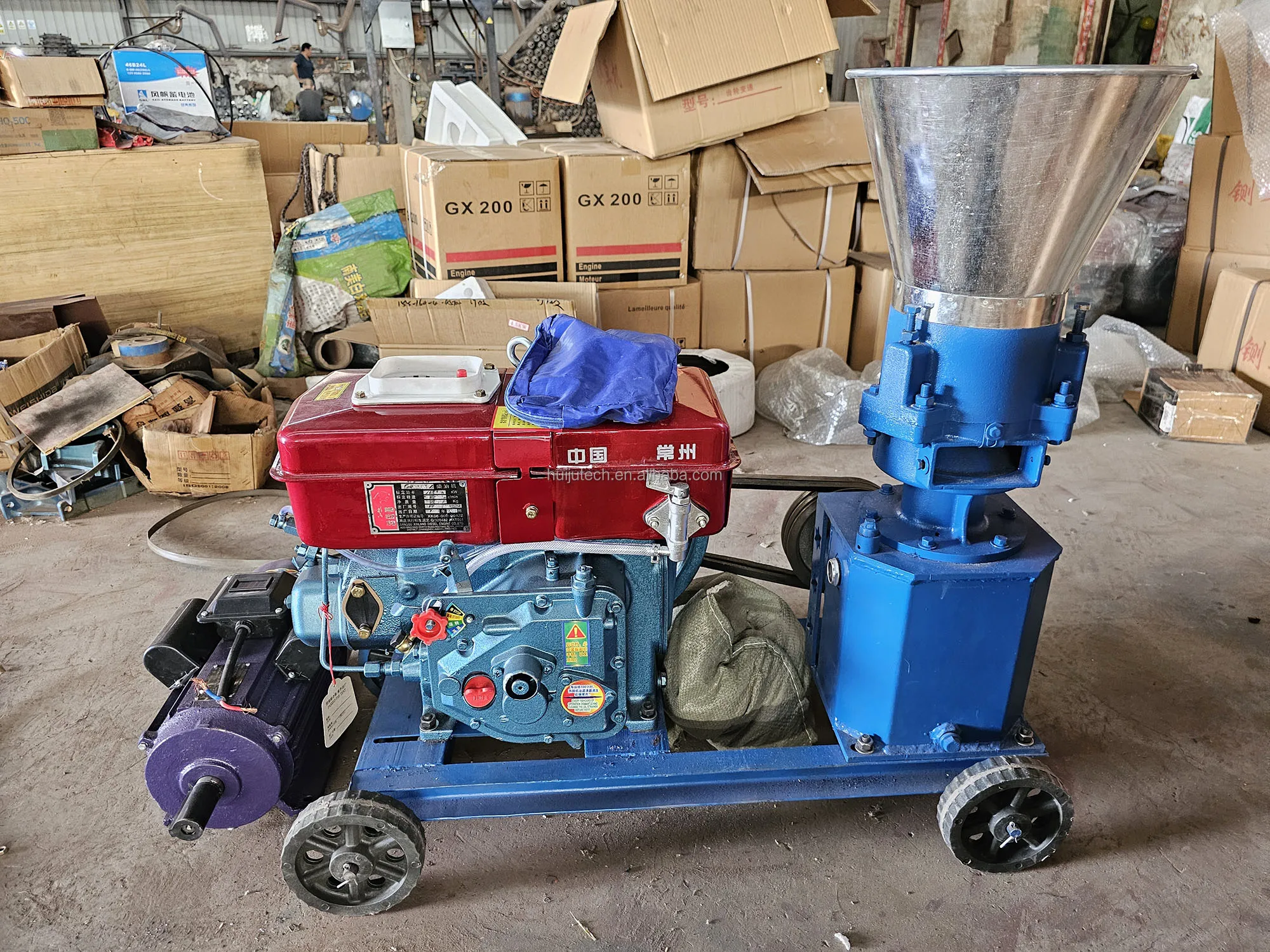 150-200kg/hour 6HP diesel Engine Animal Feed Pellet Machine HJ-N160D ...