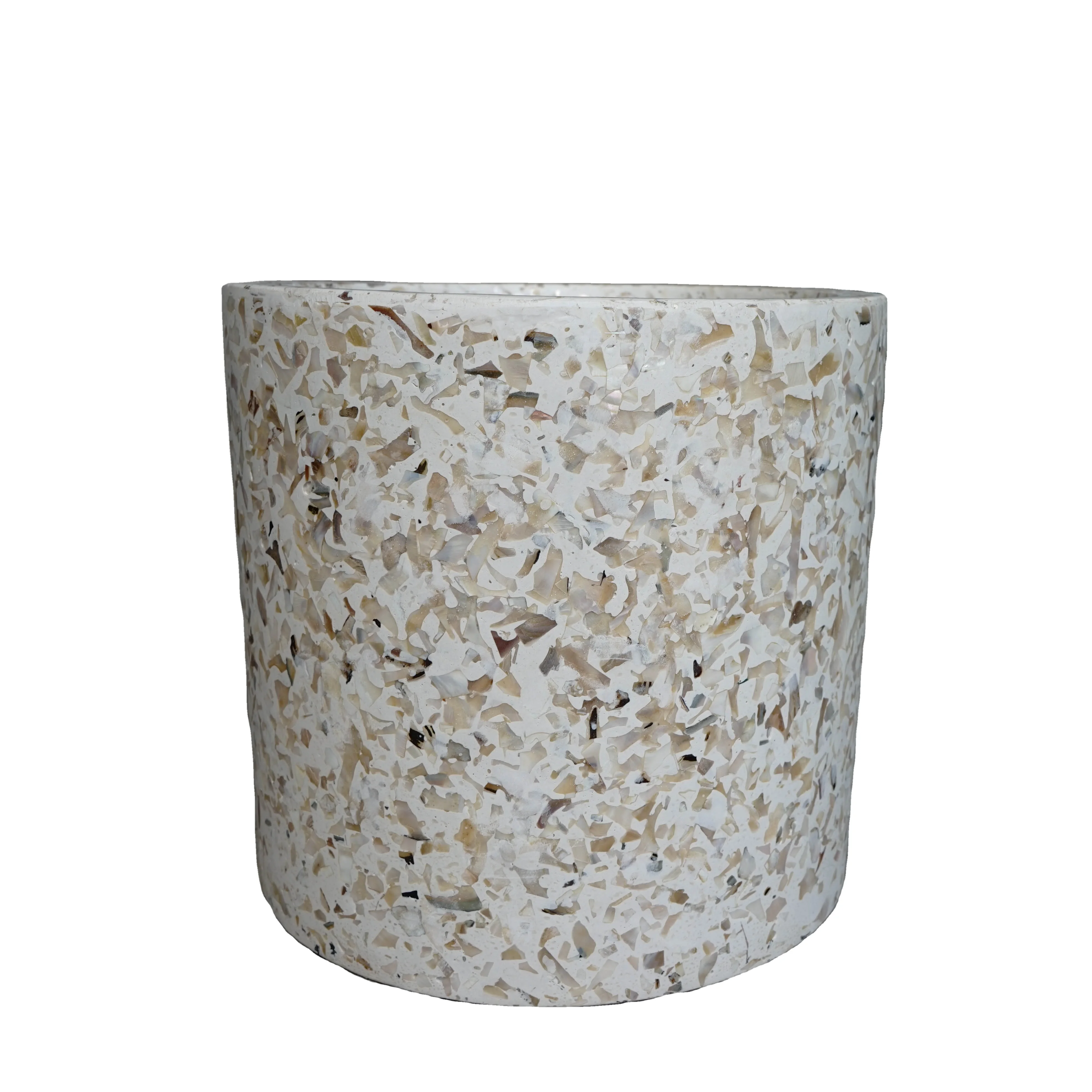 Fiberstone Polystone Pots Seashell Terrazzo Style Indoor Outdoor Pots ...