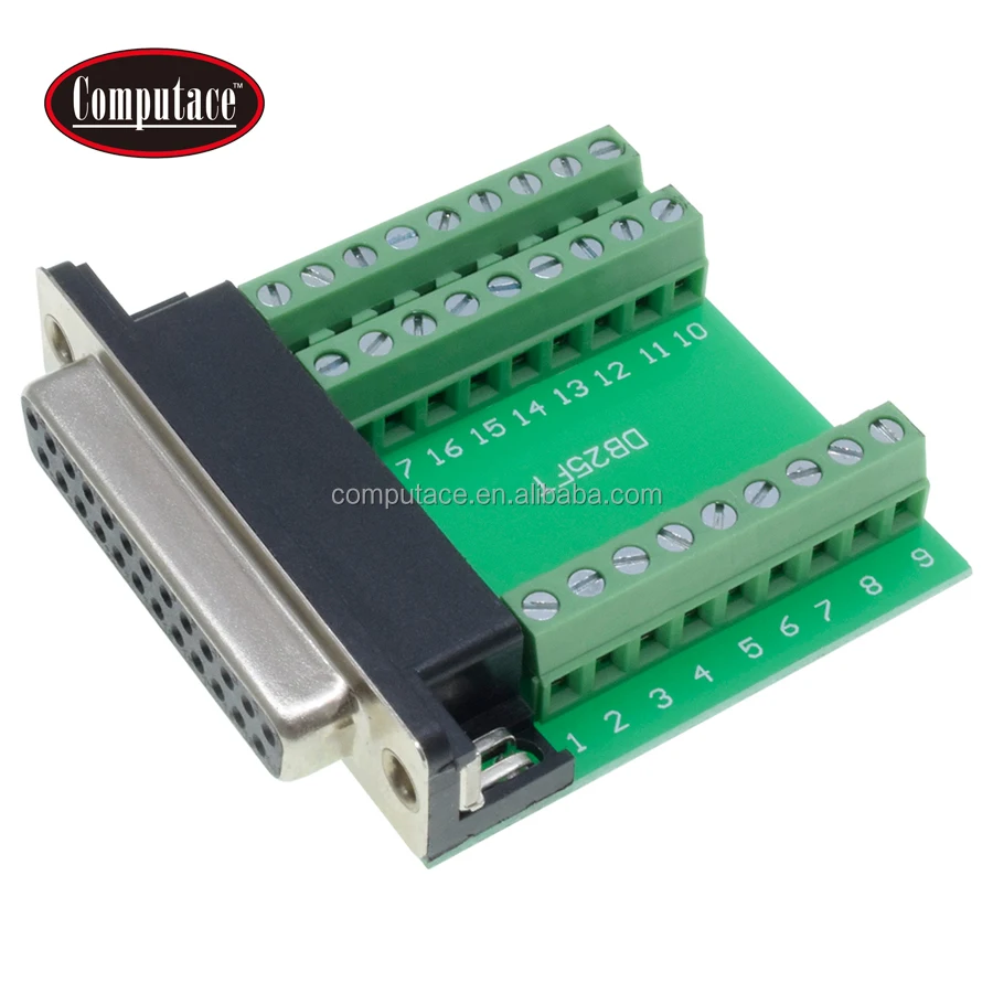D-sub Breakout Board Connector 25 Pin Female Port Solderless Terminal ...