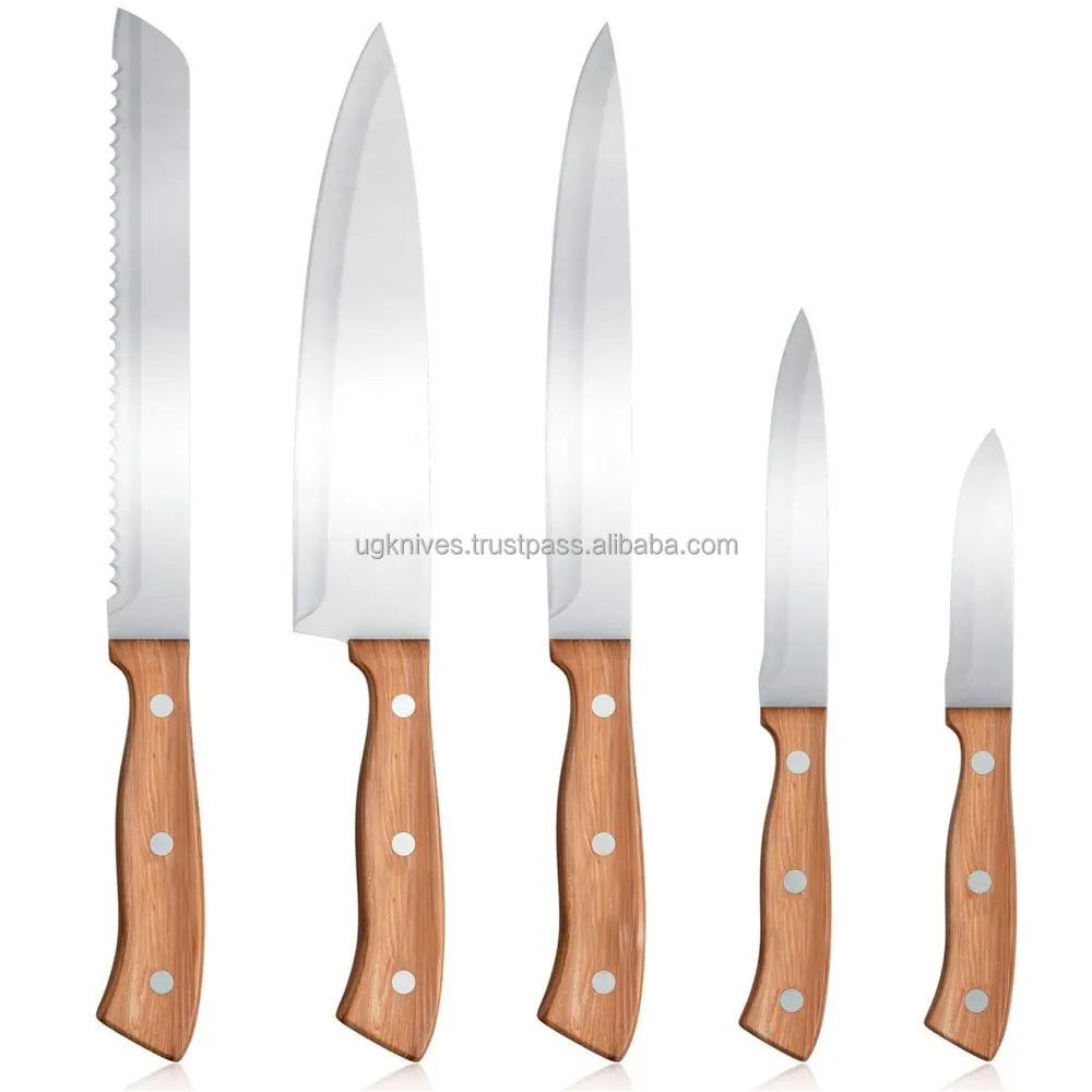 Stainless Steel Kitchen Sharp Cooking Knife Set Factory Made Wooden ...