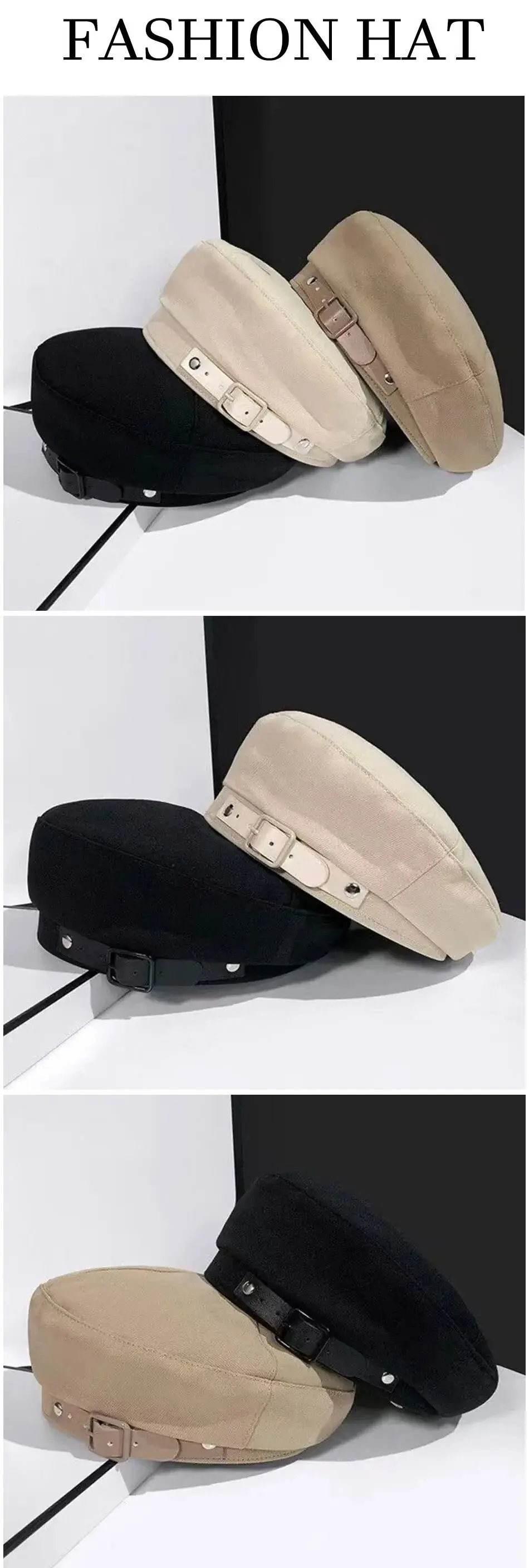 Beret Spring New Brown Leather Label And Korean Vintage Ins Style Women ...