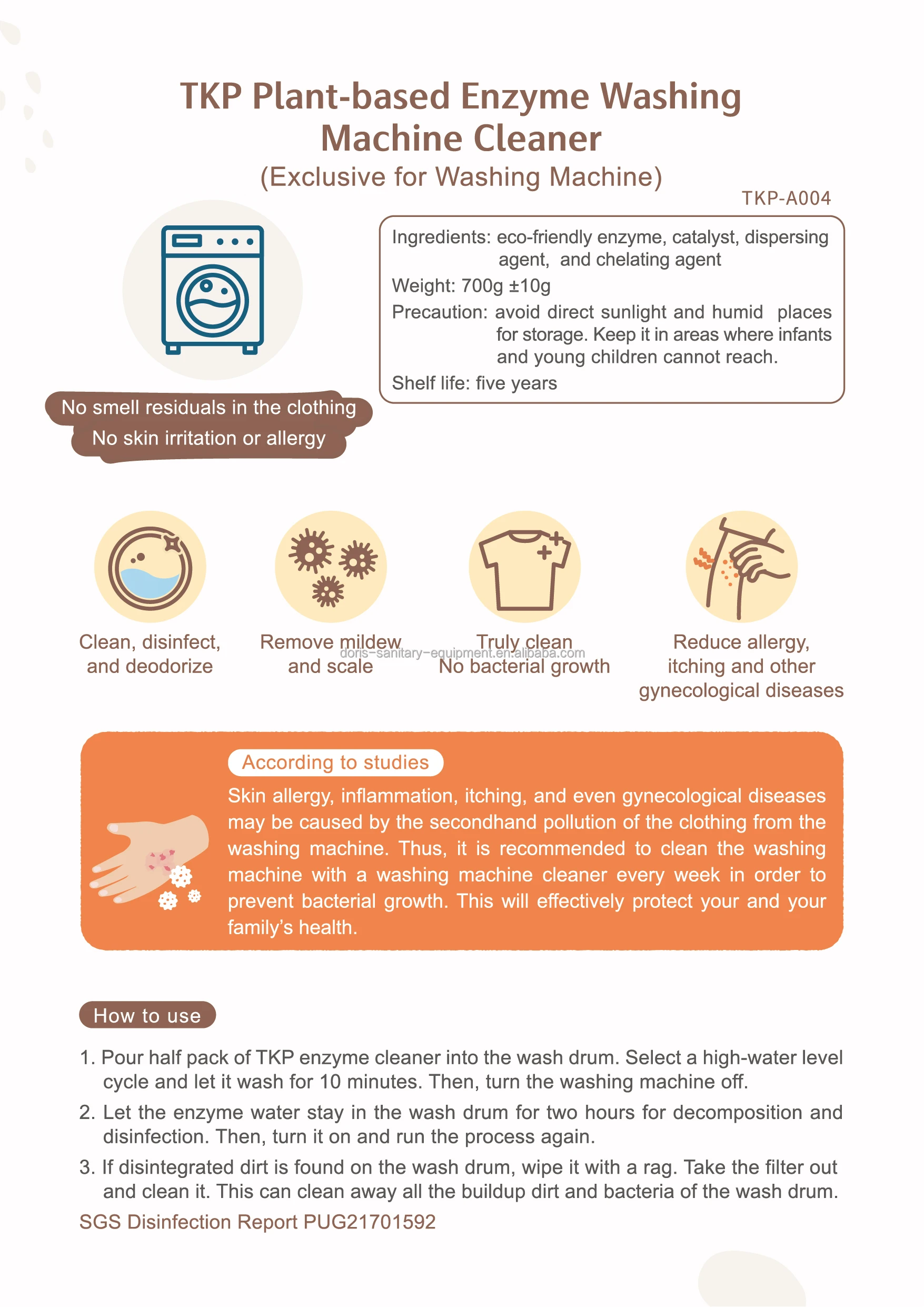 Tkp Plant-based Enzyme Washing Machine Cleaner Eco-friendly Enzyme 100g ...