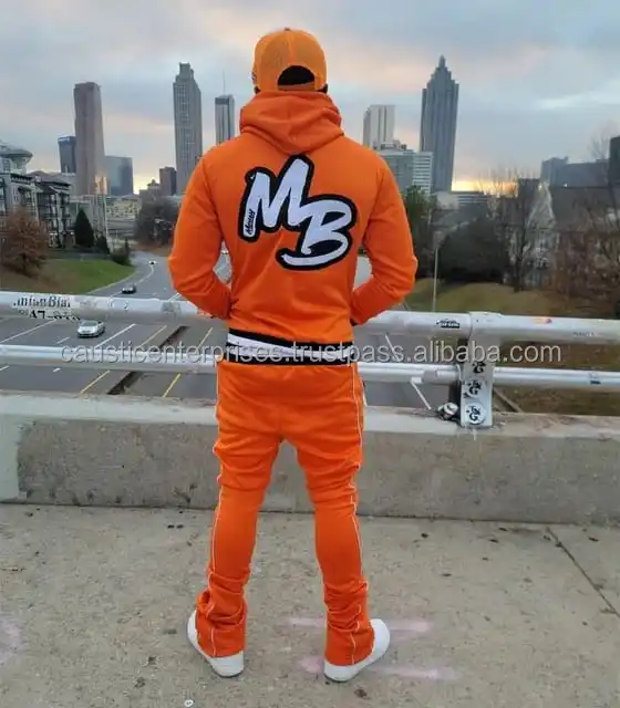 Custom Heavyweight 3d Puff Print 100% Cotton Tracksuits Flared ...