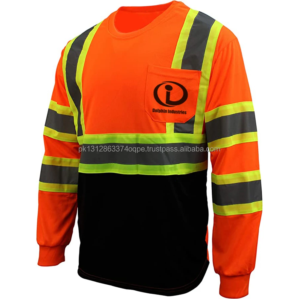 Construction Worker Shirt Hi Viz Safety Work Polo Shirt Reflective High ...