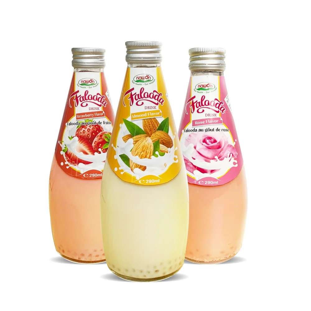 Good Taste Falooda Almond Flavor 290ml Glass Bottle Basil Seed Milk ...