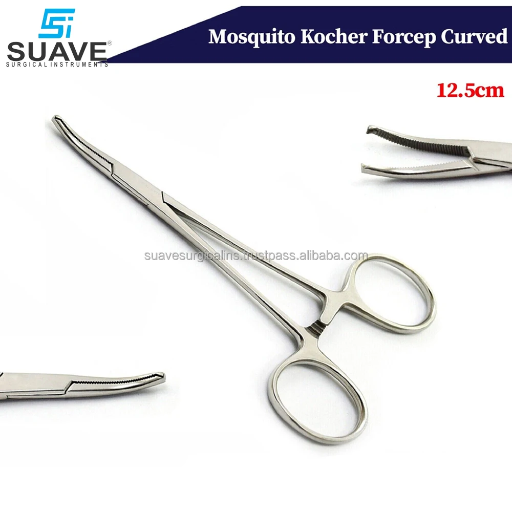 Locking Handle Curved Shape Surgical Instruments 23cm Size Rachet ...