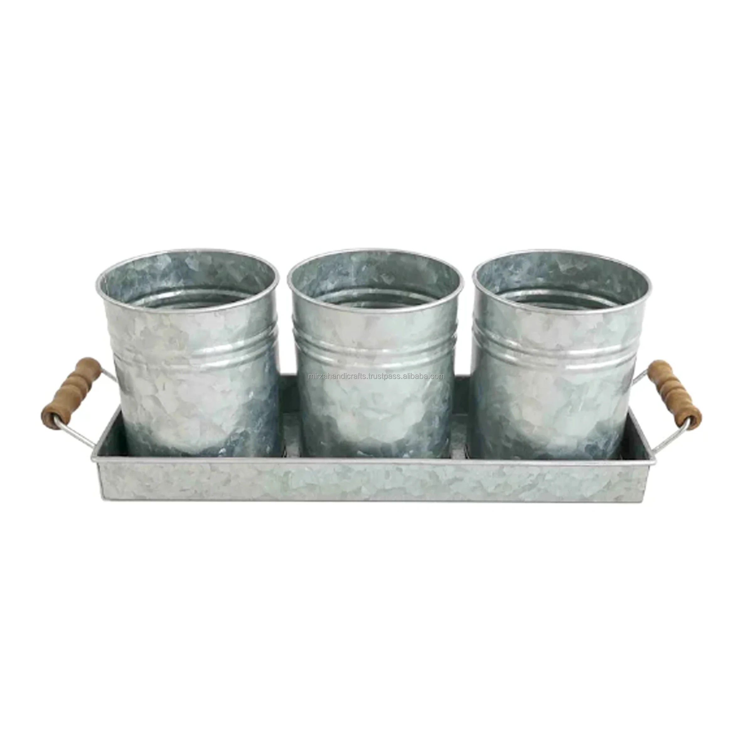 Galvanized French Vase Metal Planter Buckets Small Succulent Plant Pots ...