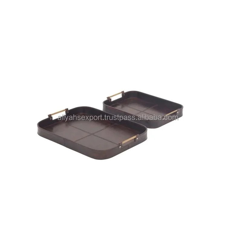 Roughly Leather Luxury Serving Tray Multiple Colored Theme Are ...