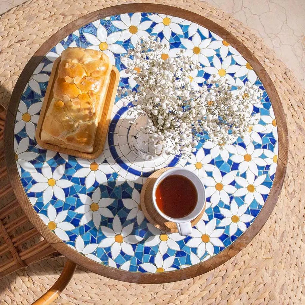 Outdoor Mosaic Patio Side Table - Perfect for Small Spaces