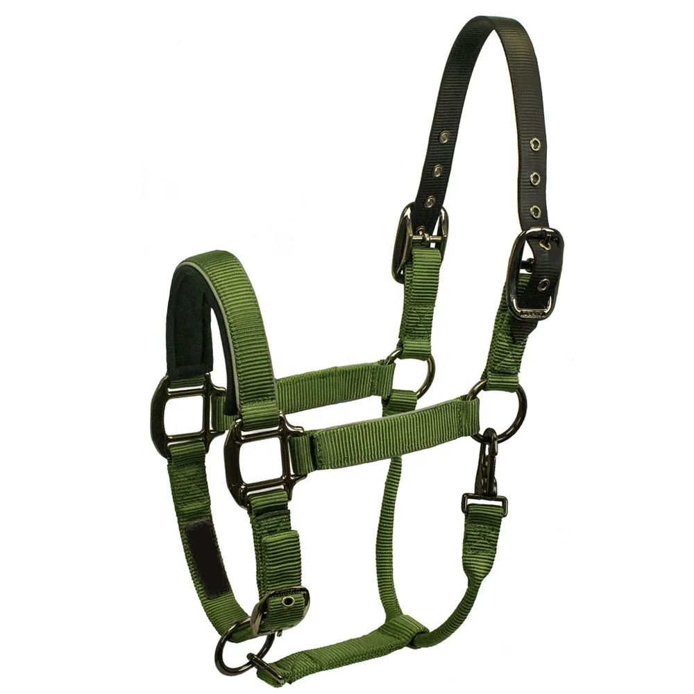 Durable Leather Horse Halter Lightweight Guanine Nylon Dark Khaki And ...