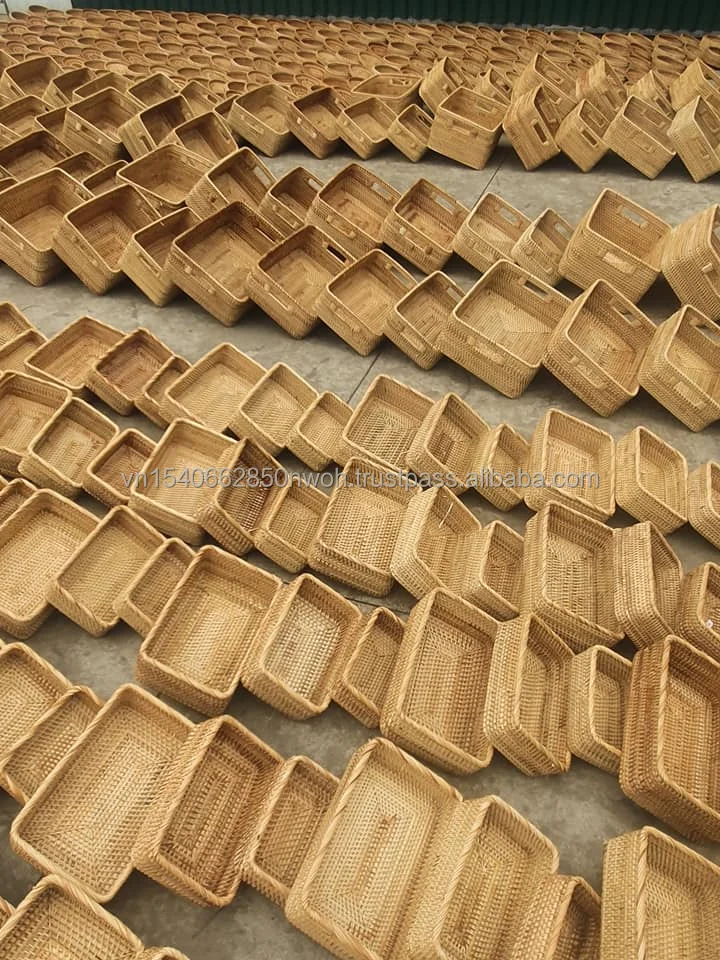 Square Shape Handmade Jute Tray For Food Serving Decorative Tray Set Of ...