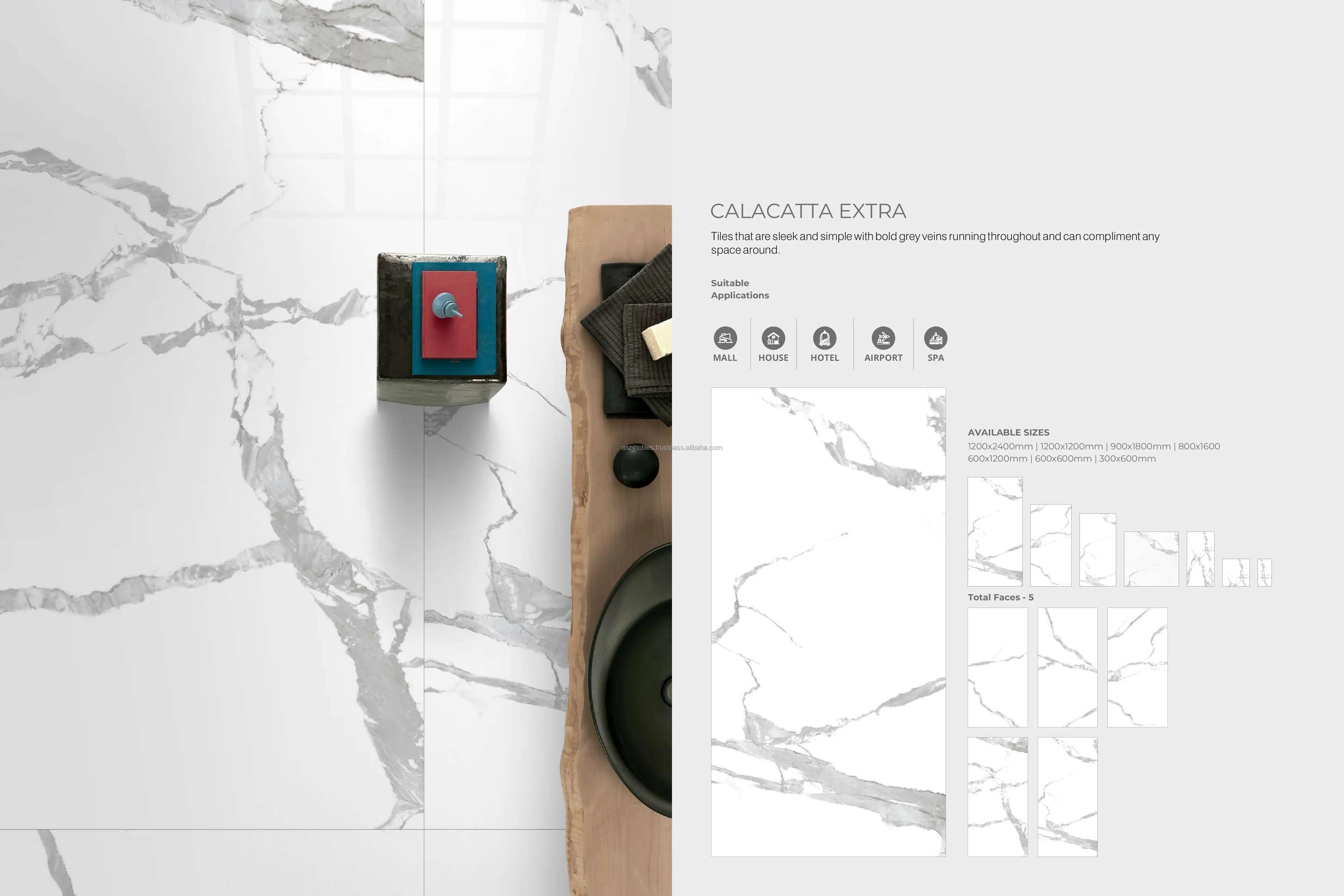 48x96 Large Size Tiles for Floor - Porcelain with Marble Texture