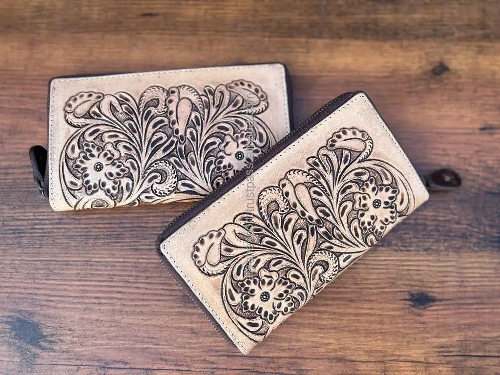 Real Handmade Tooled Leather Western Style Women Clutch Purse Hot ...