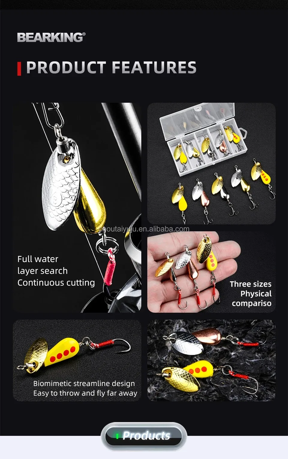 Bearking Official Store Hard Spinner Fishing Spoon Lures Pesca Metal Sinking Metal Spoon Fishing ...