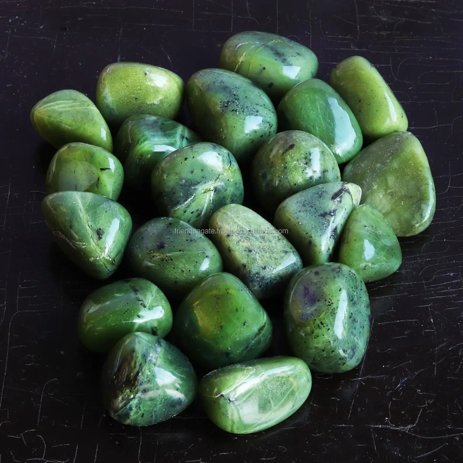 Green Jade Tumbled Stones/ Natural Crystal Polished Jade Agate Tumbles ...