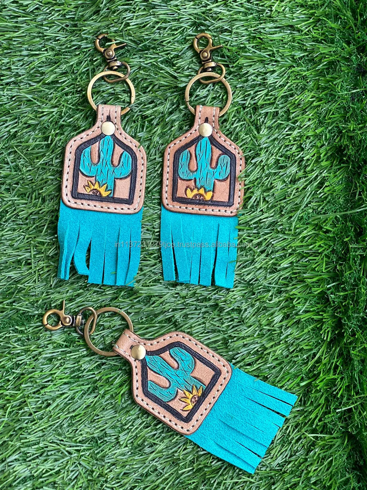 Hand Carved Tooled Leather Key Chains Cute Exotic Shape Leather Key ...