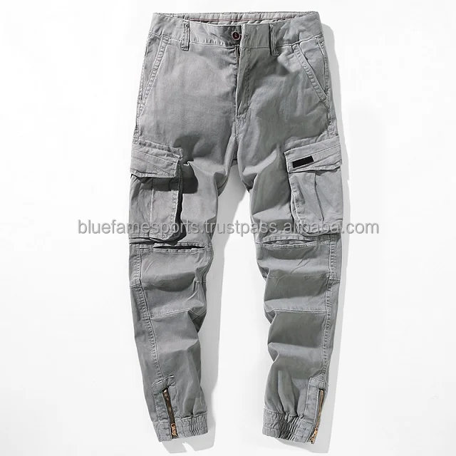 Custom Logo Solid Straight Cargo Pants for Men's Fitness