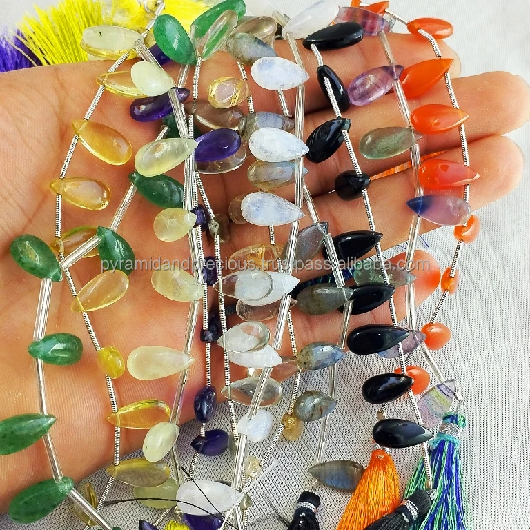 Smooth Pear Shape Loos Beaded Strand Natural Rainbow Moonstone Gemstone ...