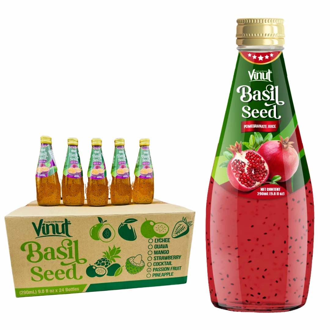 Pomegranate Basil Seed Drink 290ml - VINUT Vietnam, Private Label, Sugar-Free, Chia Seeds ...